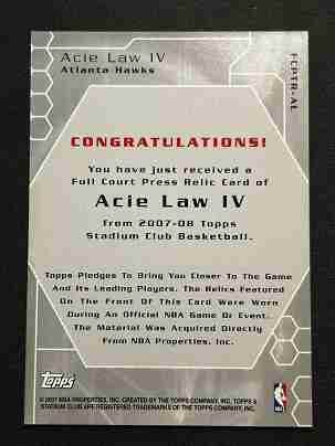 Sportlots Auctions: 2007 Topps Stadium Club ACIE EARL IV Relic Card